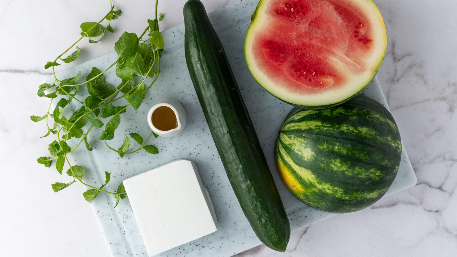 Kubus salade met komkommer en watermeloen - Verse Oogst